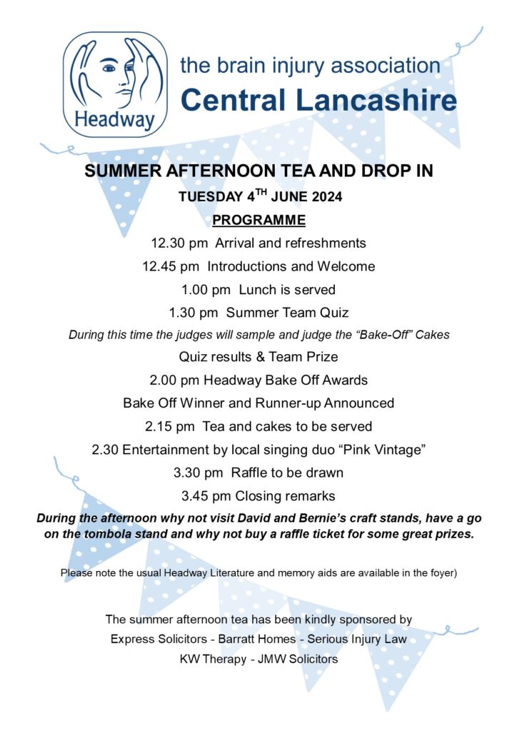 Summer afternoon tea - Headway Central Lancashire